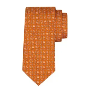 FERRAGAMO Geometric Motif Neck Tie - Oranges