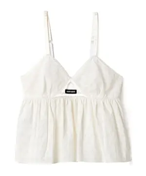 Miu Miu Slubbed Eyelet Poplin Top