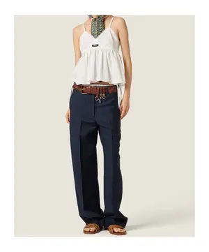 Miu Miu Slubbed Eyelet Poplin Top