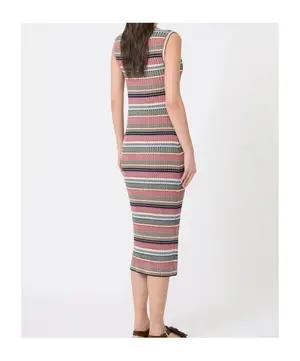 Max Mara Viscose Fiber Striped Midi Dress