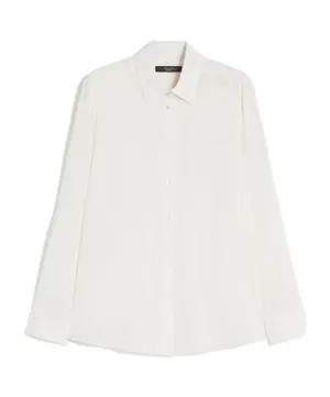Max Mara Long Sleeve Shirt With Classic Collar - Ivory