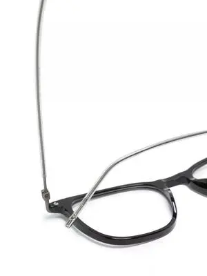 BOSS Logo Engraved Squared-frame Glasses