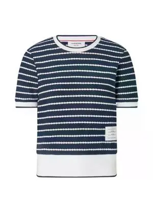 Thom Browne Honeycomb Rib Stripe T-shirt - Blue