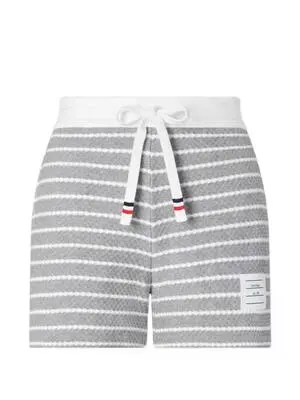 Thom Browne Horizontal Stripe Cotton Shorts - Green