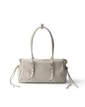 Prada Bonnie Medium Antiqued Leather Tote Bag - Neutral