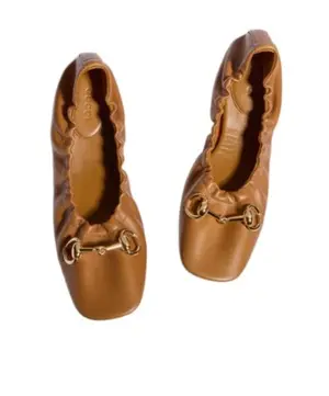 Gucci Horsebit Detailed Ballet Flats - Medium Brown