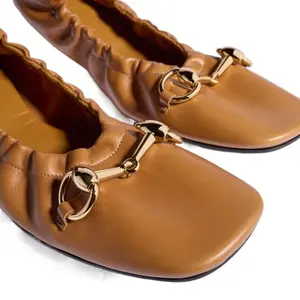 Gucci Horsebit Detailed Ballet Flats - Medium Brown