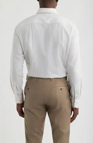 BOSS Hank Slim Fit Plaid Linen & Cotton Shirt - Open Beige