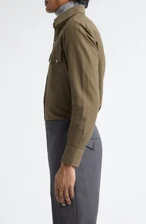 J. MUESER Cotton & Linen Snap-up Western Shirt