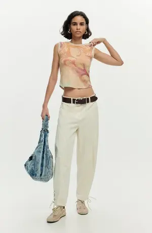 Desigual Sleeveless Printed Knit T-shirt
