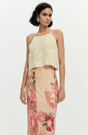 Desigual Sleeveless Midi Dress With Floral Print