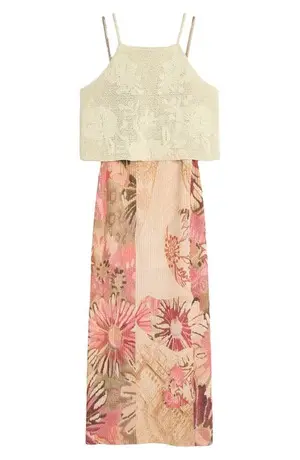 Desigual Sleeveless Midi Dress With Floral Print
