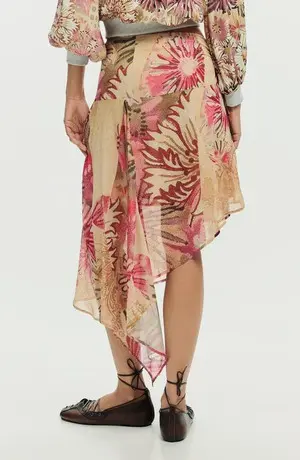 Desigual Asymmetrical Floral Print Lyocell Skirt