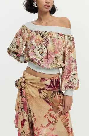 Desigual Asymmetrical Floral Print Lyocell Skirt