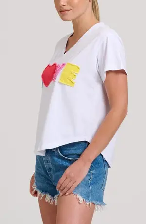 SHIRTY Raw Edge Appliqué V-neck T-shirt