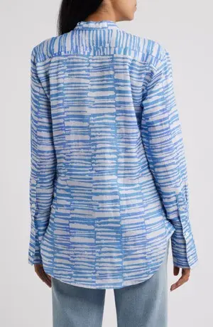 APNY Printed Linen Button-up Shirt