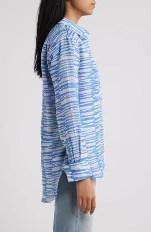 APNY Printed Linen Button-up Shirt