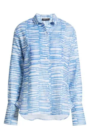 APNY Printed Linen Button-up Shirt