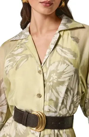 Donna Karan New York Floral Print Puff Sleeve Shirtdress