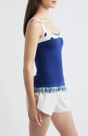 DAMSON MADDER Idelle Ruffle Layered Organic Cotton Tank