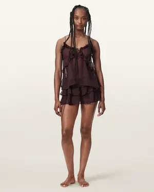 ALLSAINTS Nyx Silk Smocked Shorts