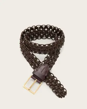 ALLSAINTS Ila Leather Woven Belt - Brown