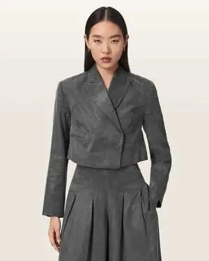ALLSAINTS Marrlo Double Breasted Cropped Blazer