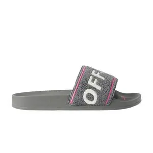 Off-White Towel Embroidery Slider - Grey