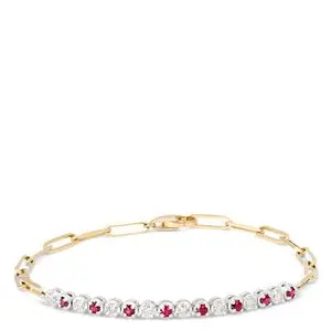 Benbridge Paperclip Link Ruby And Diamond Bracelet In 14k Yellow Gold - Tt