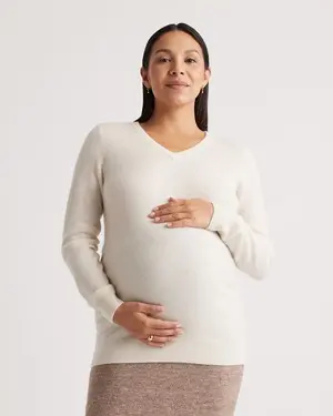 Quince Mongolian Cashmere V-neck Maternity Sweater