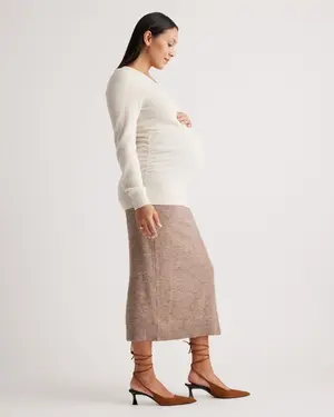 Quince Mongolian Cashmere V-neck Maternity Sweater