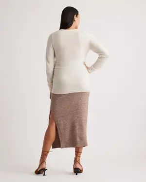 Quince Mongolian Cashmere V-neck Maternity Sweater