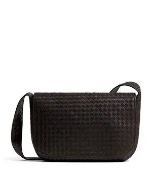 Bottega Veneta Lambskin Veneto Messenger Bag - Brown