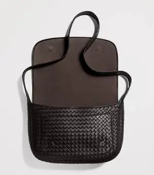 Bottega Veneta Lambskin Veneto Messenger Bag - Brown