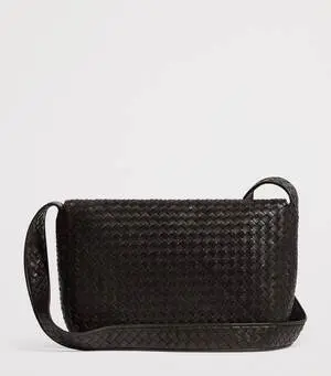 Bottega Veneta Lambskin Veneto Messenger Bag - Brown