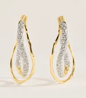 Alexis Bittar Plated Solanales Crystal Hoop Earrings - Gold