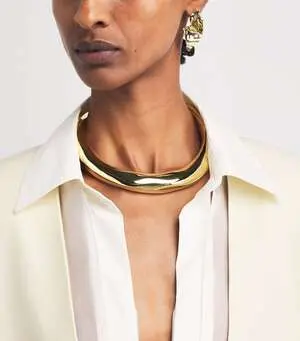Alexis Bittar Hammered Plated Hinged Collar Necklace - Gold