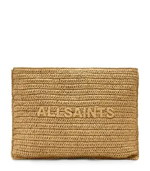 ALLSAINTS Raffia Bettina Clutch Bag - Brown
