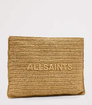 ALLSAINTS Raffia Bettina Clutch Bag - Brown