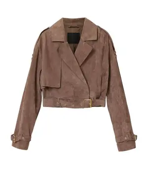 ALLSAINTS Goat Suede Ophelia Jacket - Brown