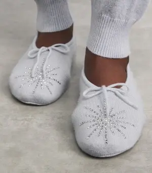WILLIAM SHARP Embellished Cashmere Dolly Slippers - Blue