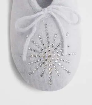WILLIAM SHARP Embellished Cashmere Dolly Slippers - Blue