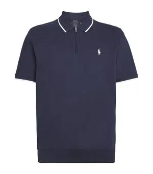 Polo Ralph Lauren Stretch-cotton Zip-up Polo Shirt - Navy