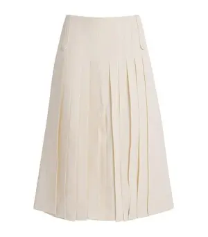Tory Burch Pleated Midi Skirt - Ivory