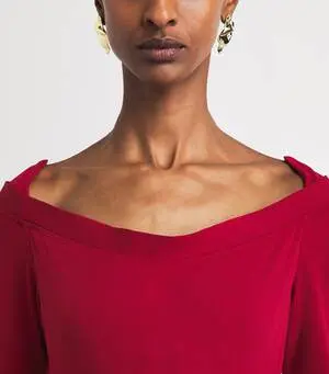 Tory Burch Jersey Pleated Midi Dress - Red