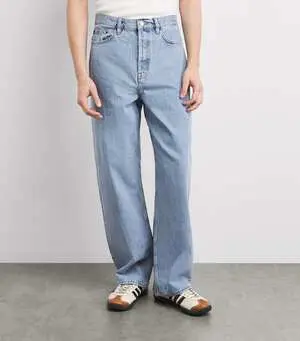FRAME Baggy Jeans In Light Wash Regenerative Cotton Denim