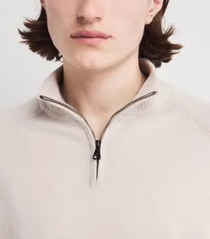Derek Rose Finley Cashmere Quarter-zip Sweater - Neutral