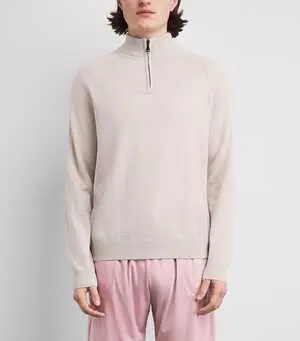 Derek Rose Finley Cashmere Quarter-zip Sweater - Neutral