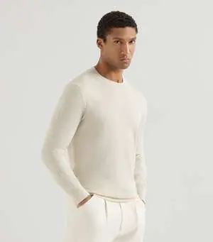 Brunello Cucinelli Cotton Ribbed Crew Neck Sweater