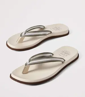 Brunello Cucinelli Leather Logo Flip Flops
